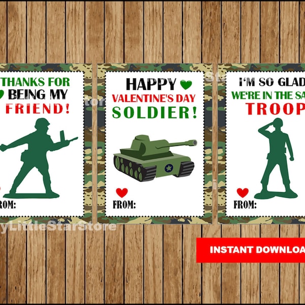 Military Kids Valentine Cards - Etsy