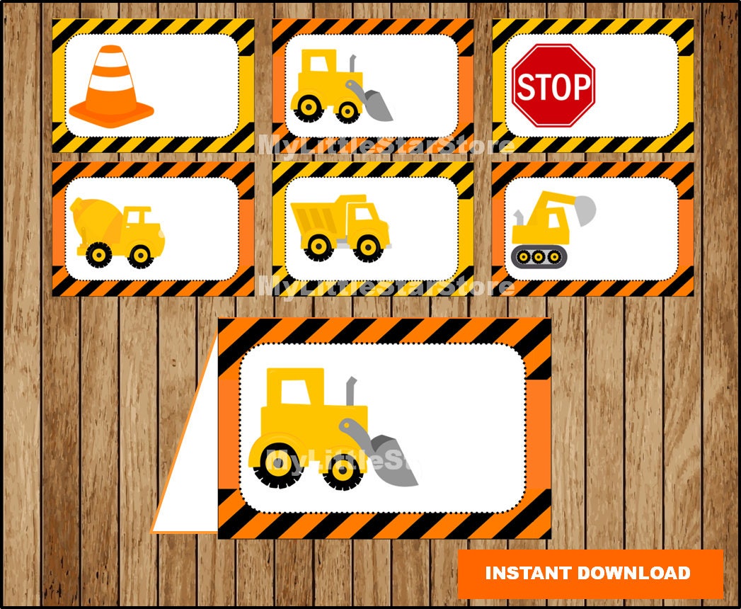 Construction Food labels Printable Construction tent cards | Etsy