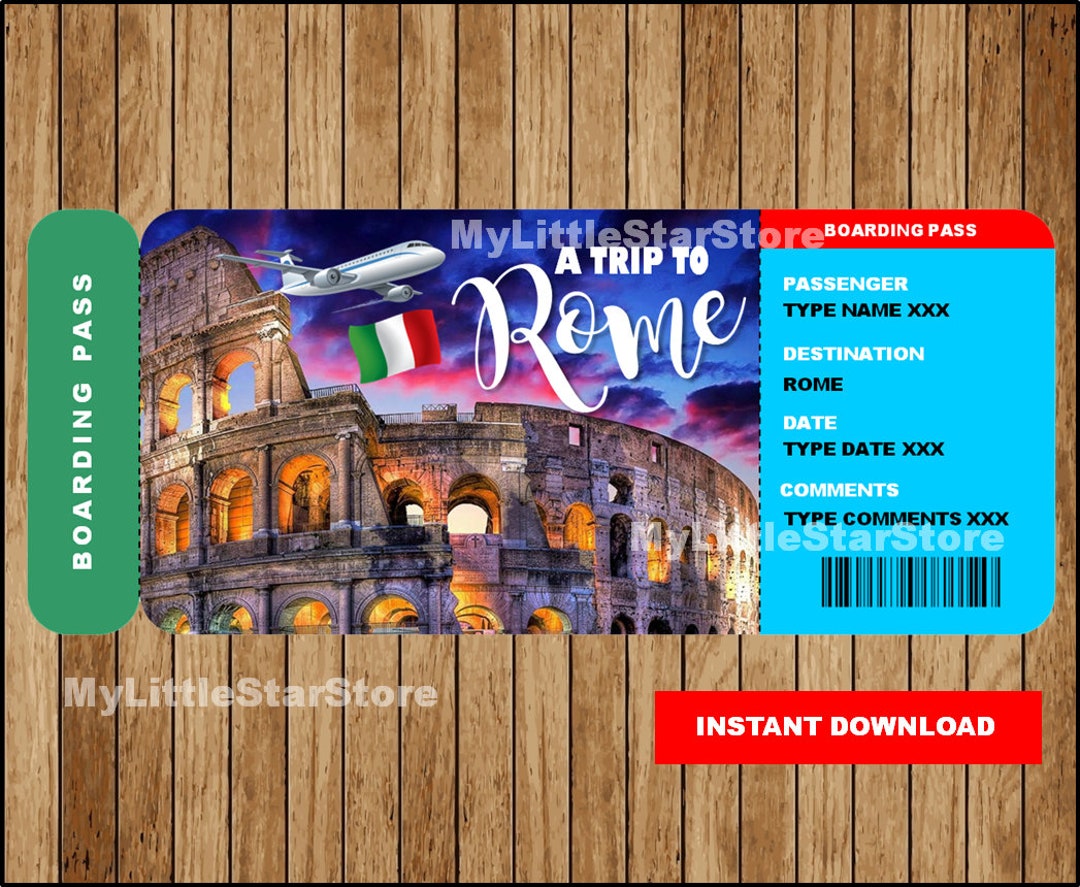 Surprise Rome Trip Ticket, Italy Surprise Boarding Pass, Italy Gift ...