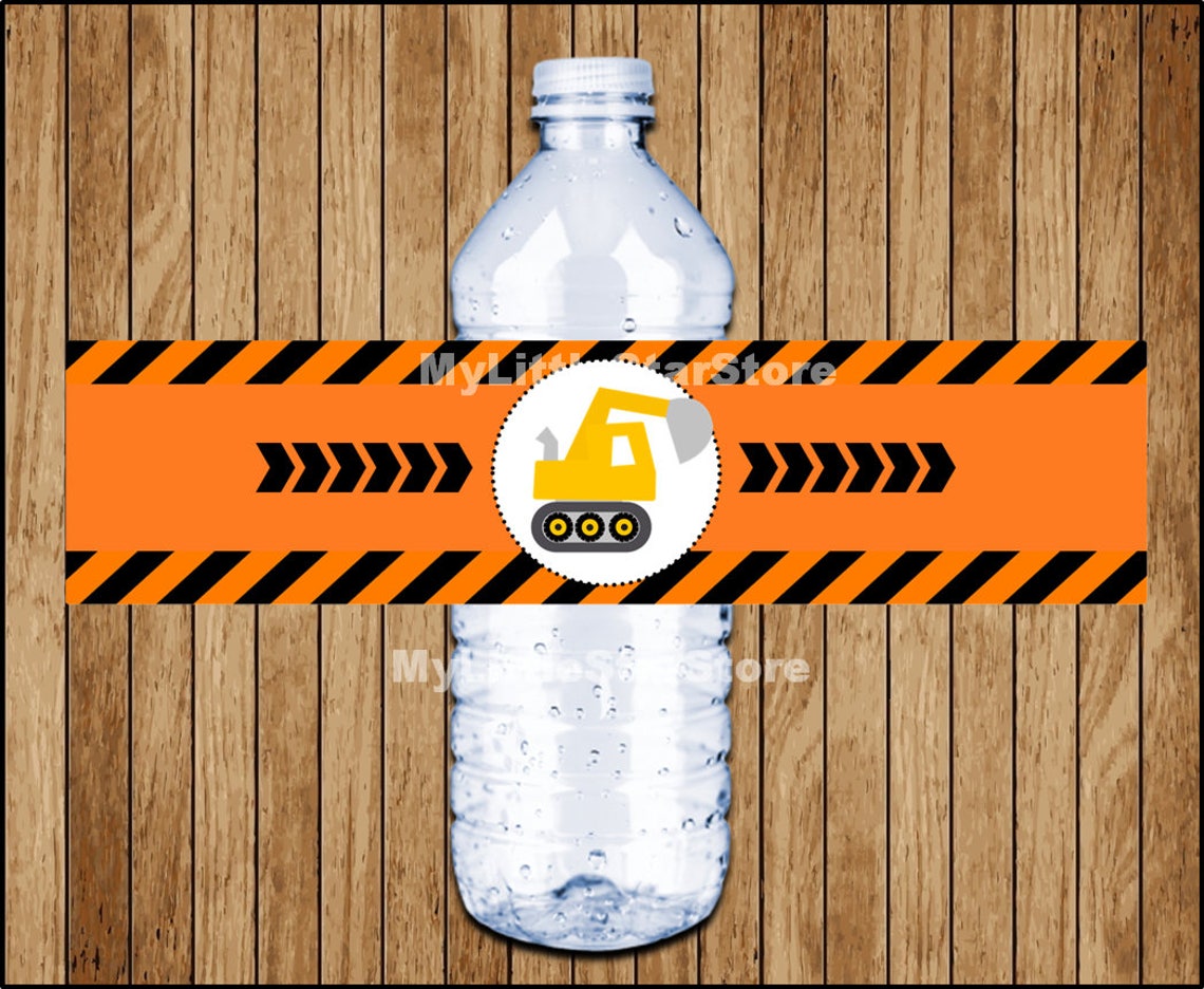 Construction Bottle Labels Printable Construction Water - Etsy