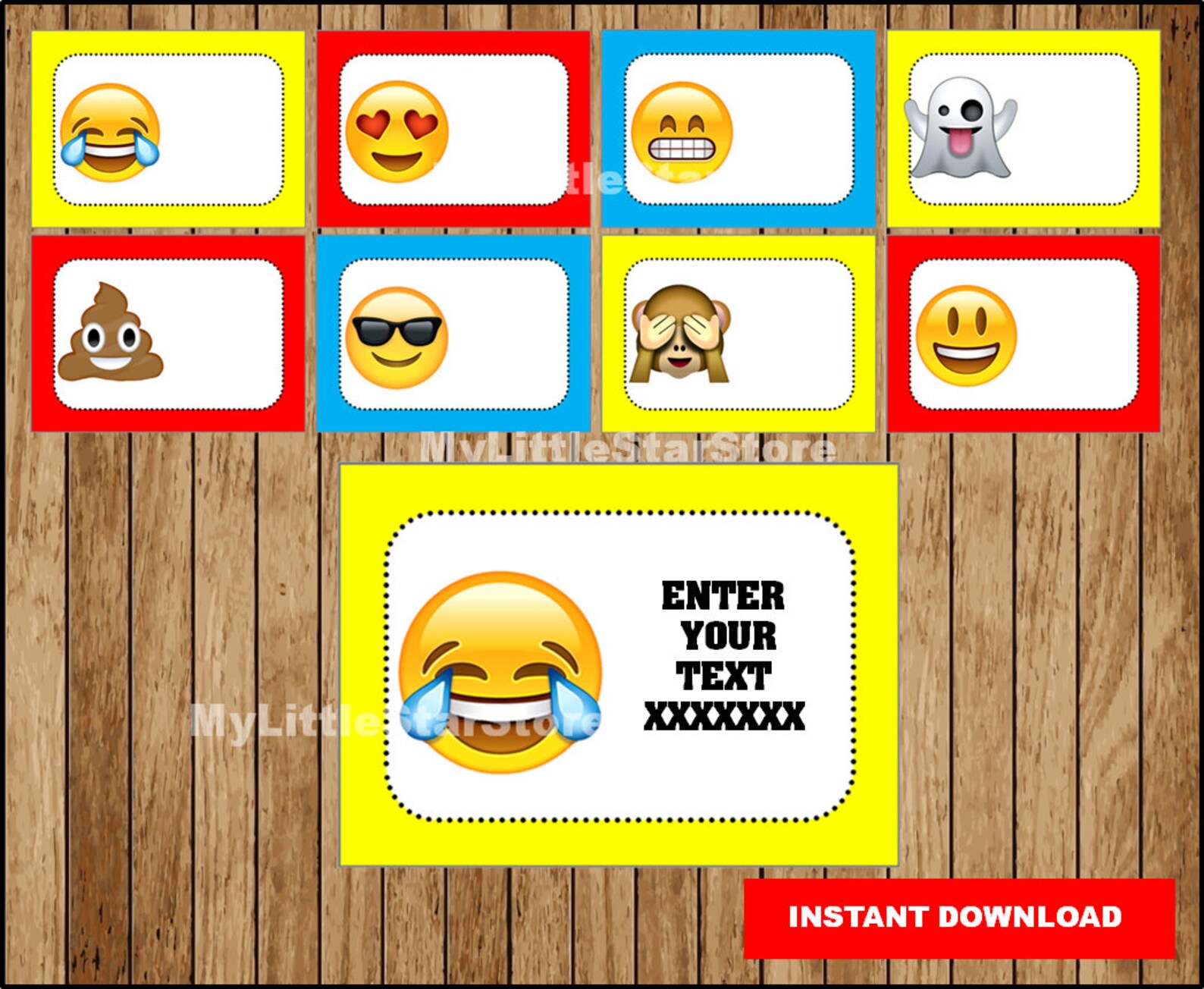 Emoji Book Labels, Printable Emoji Party Tags, Cards, Emoji Back to ...