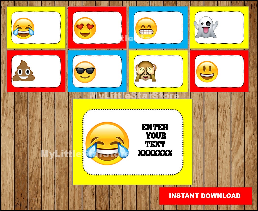 Emoji Book Labels, Printable Emoji Party Tags, Cards, Emoji Back to ...