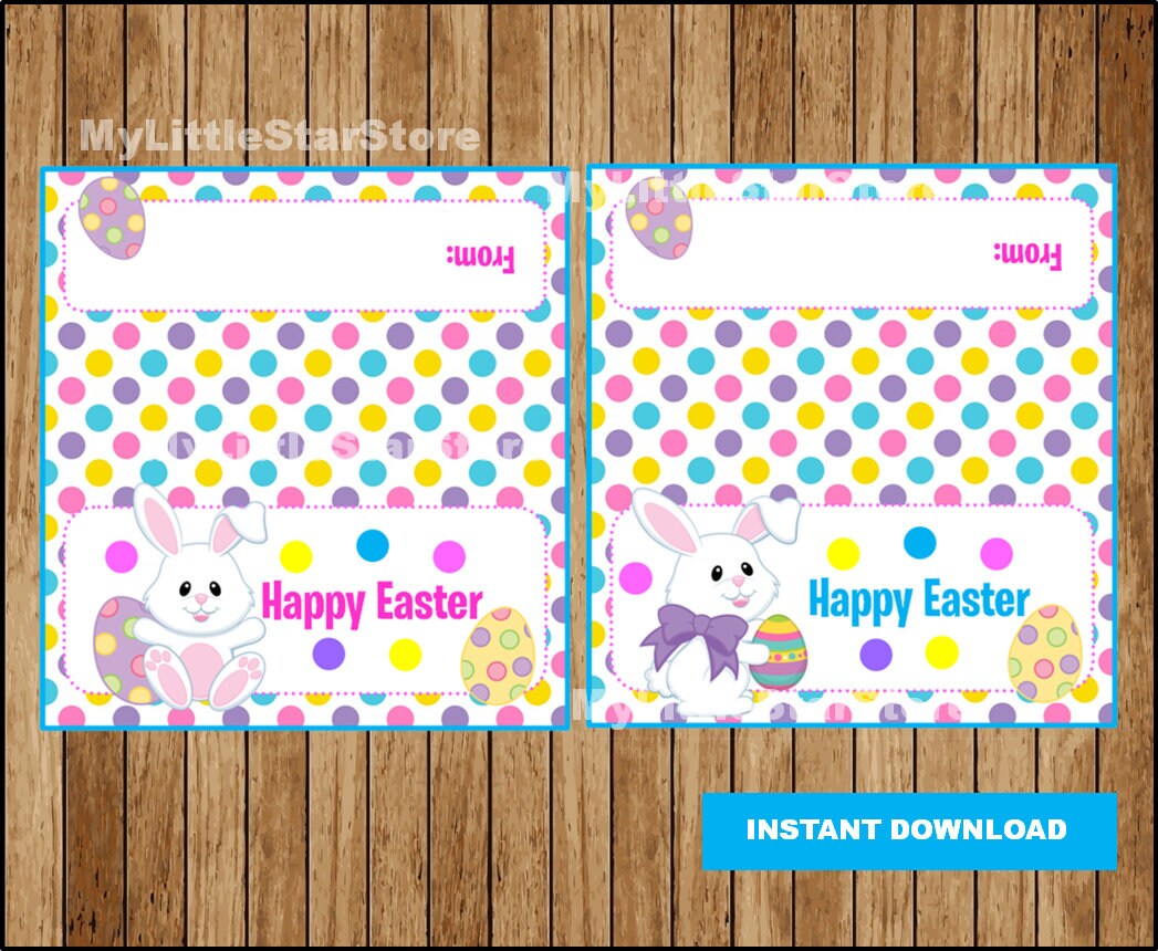 Easter Bags Toppers, Printable Happy Easter Treat Bags, Easter Bunny ...