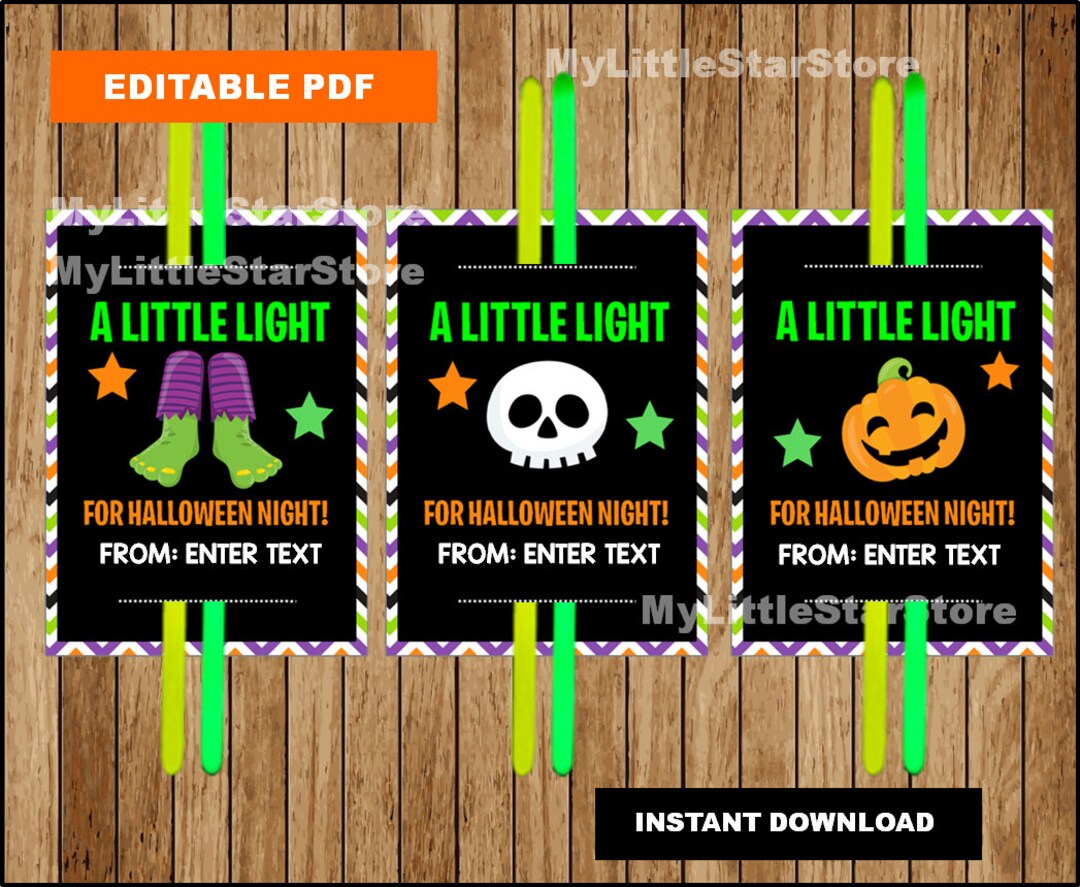 A Little Light for Halloween Night Gift Tags, Editable PDF, Trick or ...