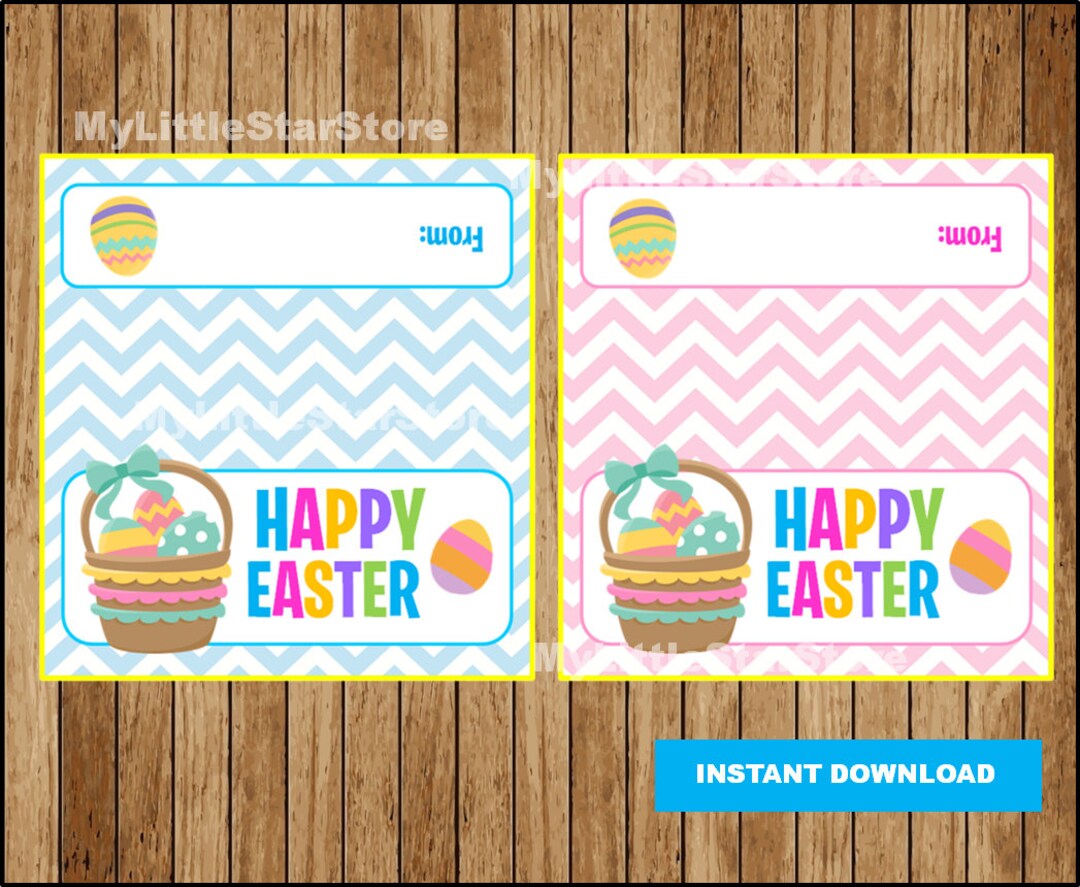 Easter Basket Bag Topper, Printable Happy Easter Treat Bags Toppers ...
