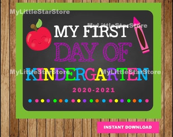 INSTANT DOWNLOAD First Day of Kindergarten School Sign Print - Etsy