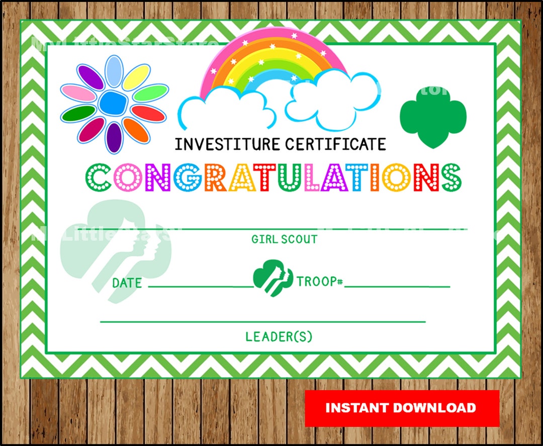 Girl Scout Investiture Certificate, Printable Girl Scouts Certificate ...