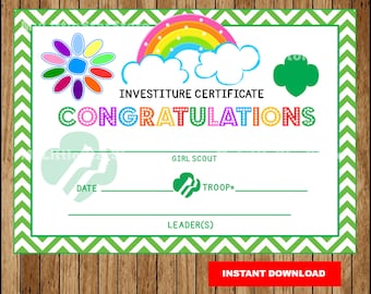 Girl Scout Investiture Certificate Printable PDF Template - Etsy