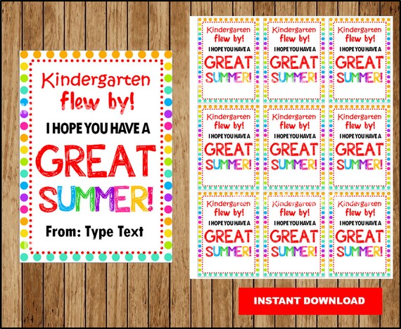 End of School Year Gift Tag Kindergarten Year Flew by Summer - Etsy