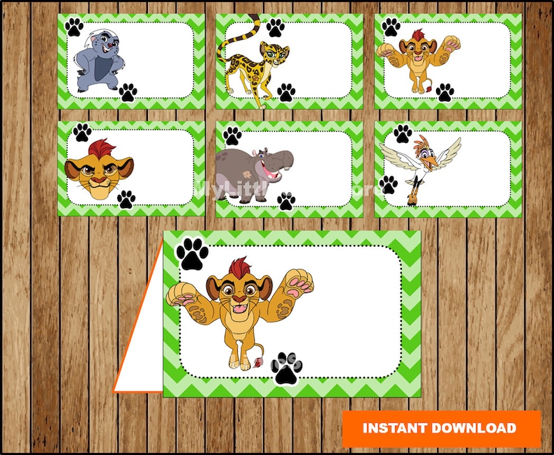 Lion Guard Food labels Printable Lion Guard Food tent cards | Etsy