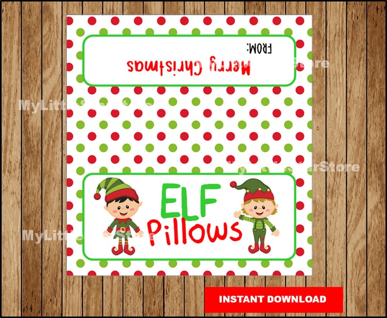 Elfs Pillows Treat Bags, Printable Christmas Bags Toppers, Christmas ...