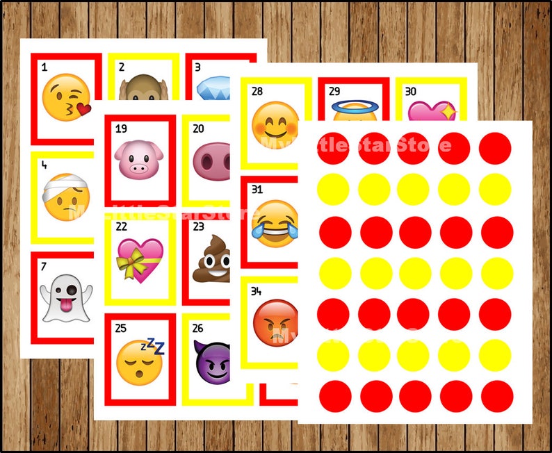 Emoji Bingo 30 Cards, Printable Emoji Bingo Game, Emoji Party Bingo ...