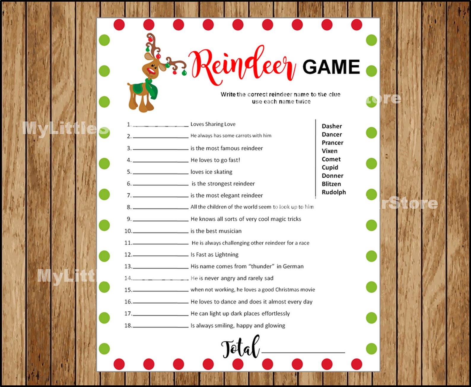Printable Christmas Reindeer Game Reindeer Christmas Game - Etsy