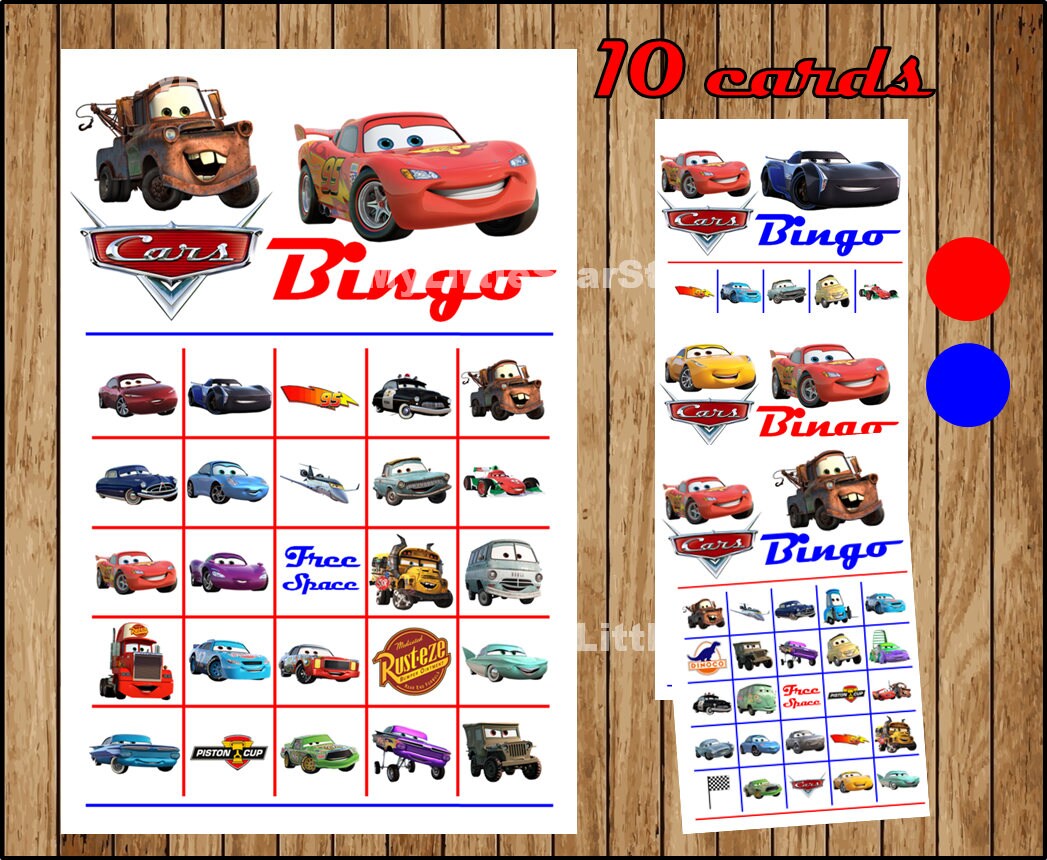 Cars Bingo 10 Cards Printable Cars Bingo game Disney Cars 3 | Etsy