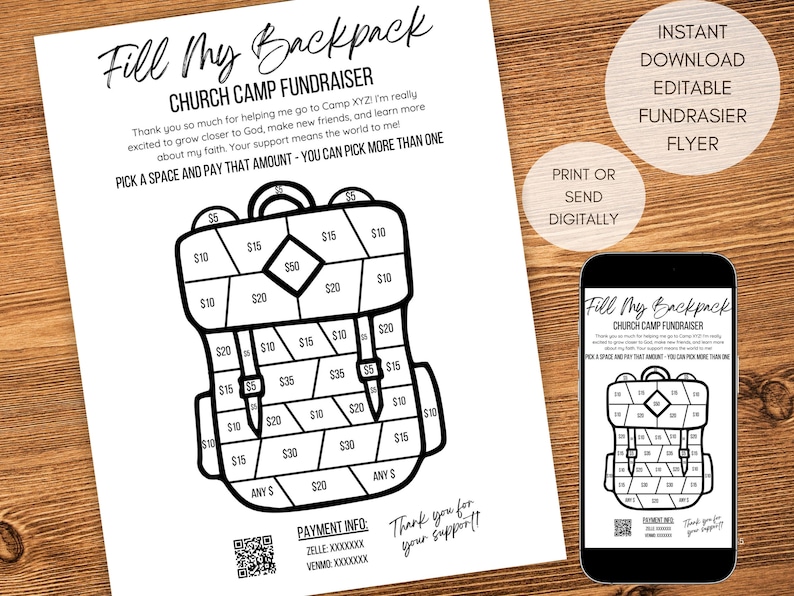 Camp Fundraiser Flyer | Editable Printable Handout for Week of Church ...