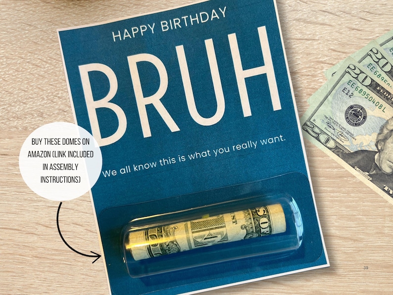 Funny Teen Birthday Card | Cash Money Bruh Greeting | Instant Download ...