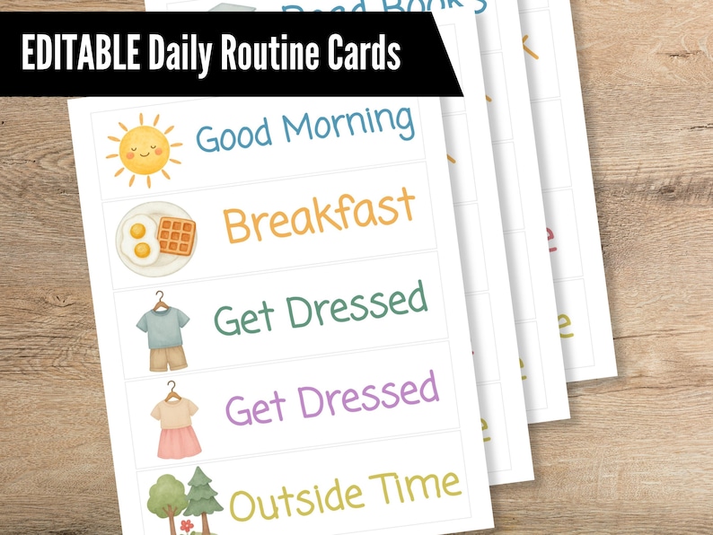 EDITABLE Kids Daily Schedule | 70+ Visual Schedule Cards | Pocket Chart ...