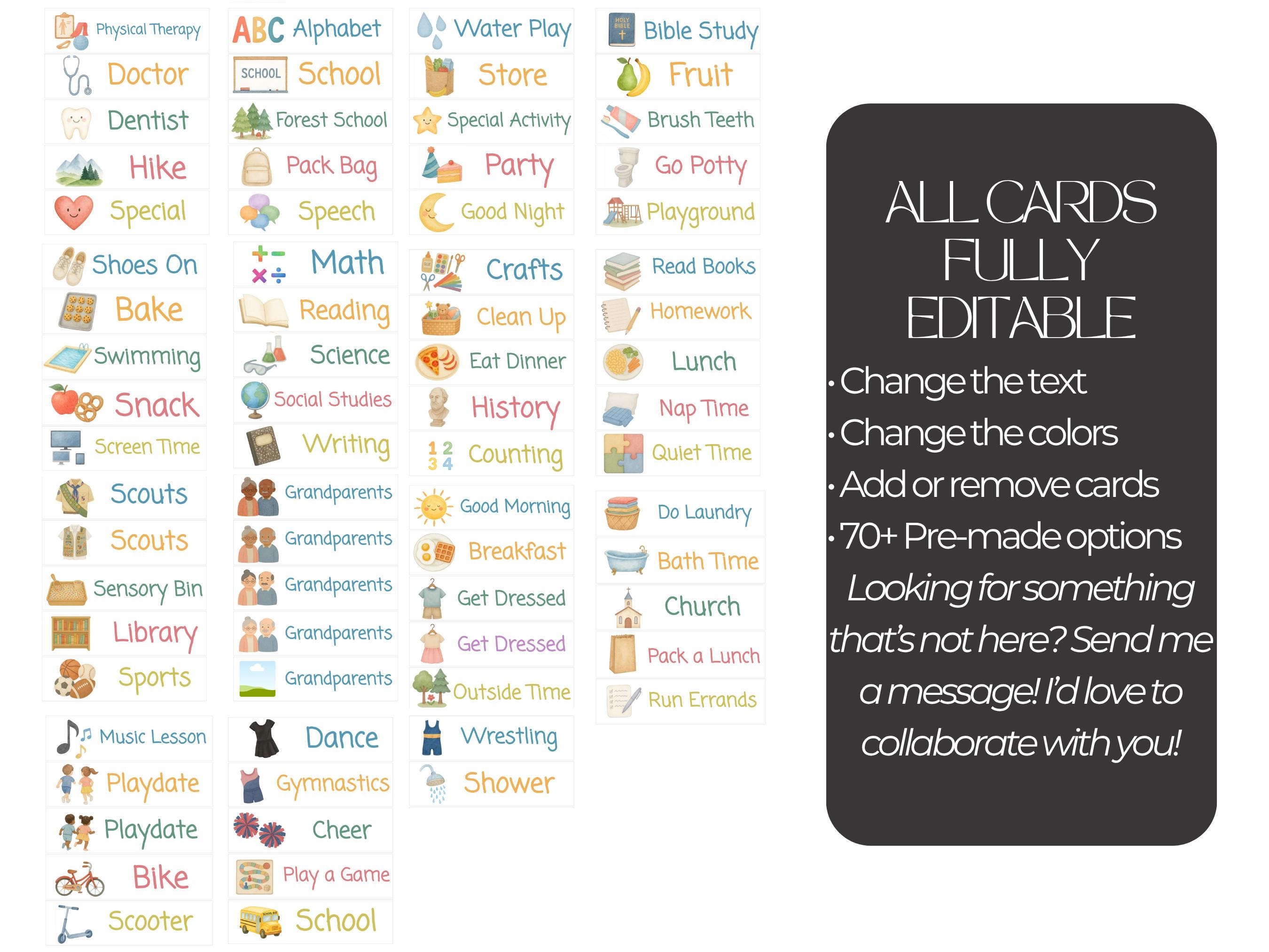 EDITABLE Kids Daily Schedule | 70+ Visual Schedule Cards | Pocket Chart ...