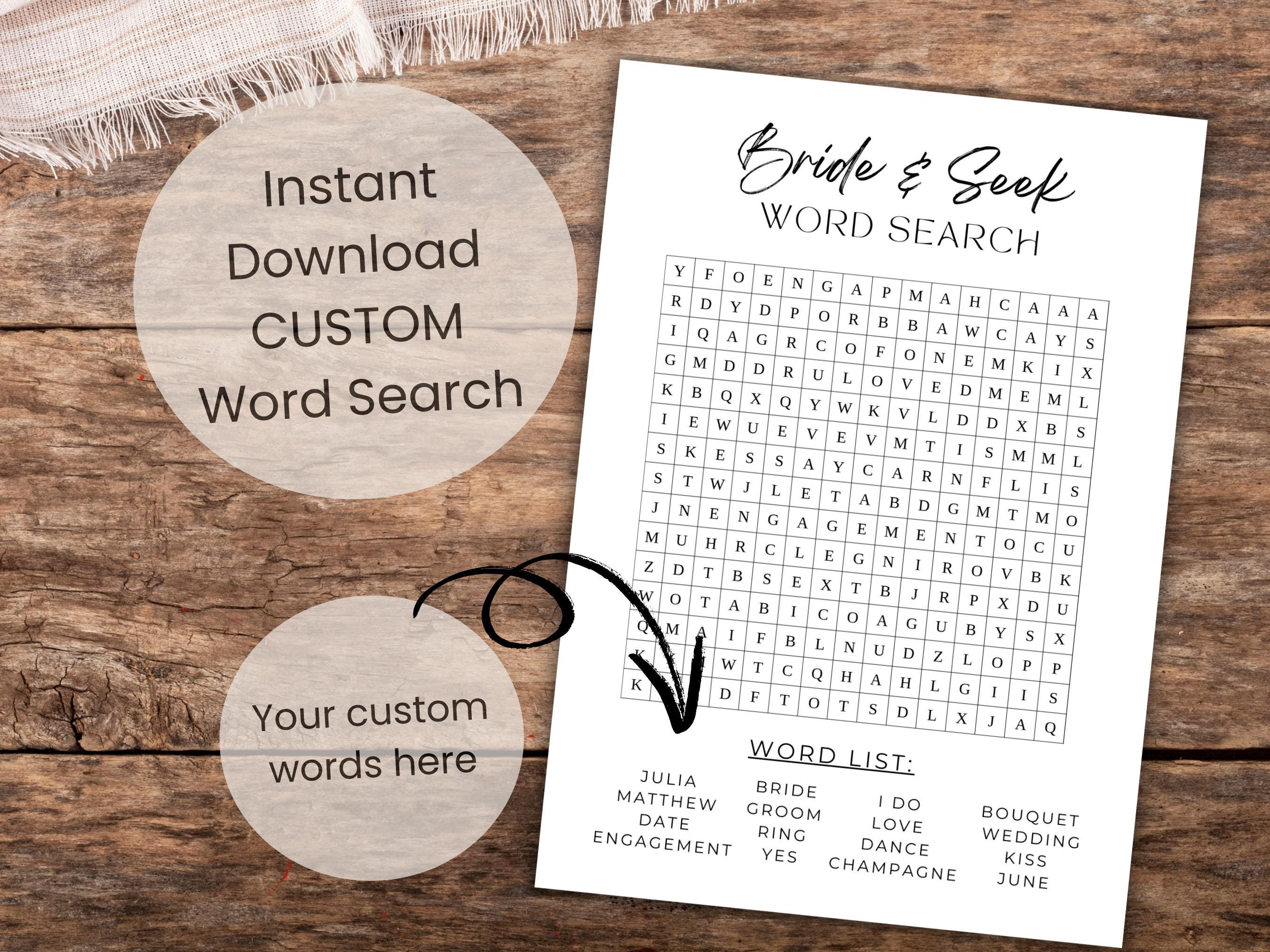 Etsy Wedding Word Search