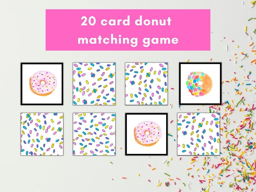 Donut Party Matching Game, Sprinkles & Sweets Game, Favor Two Sweet ...