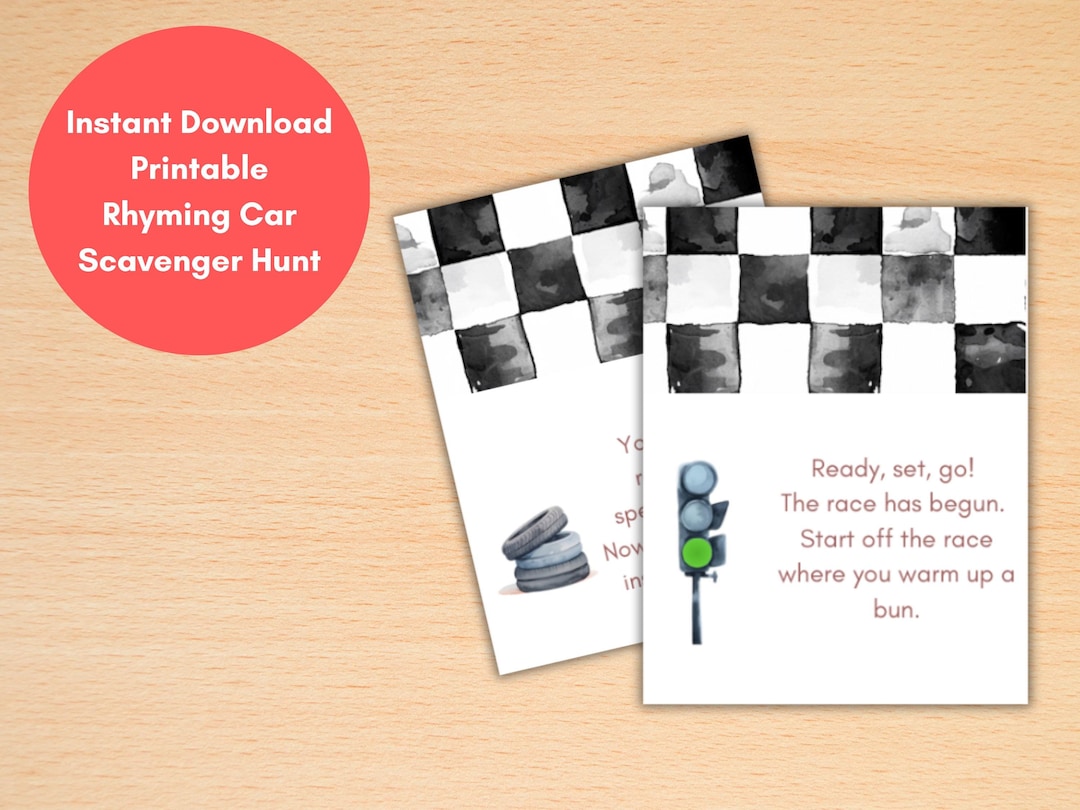 Car Party Scavenger Hunt Game Race Car Themed Party Game Red Car ...