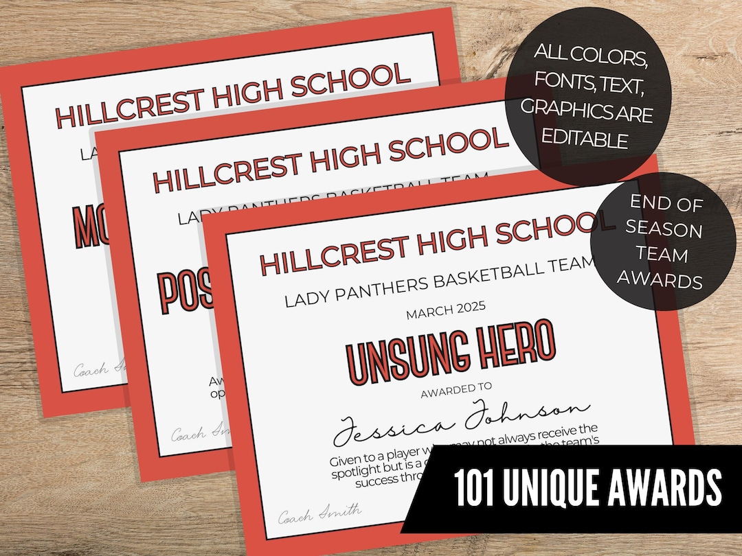 Editable Team Award Certificates | Sports Banquet Player Ceremony | 101 ...