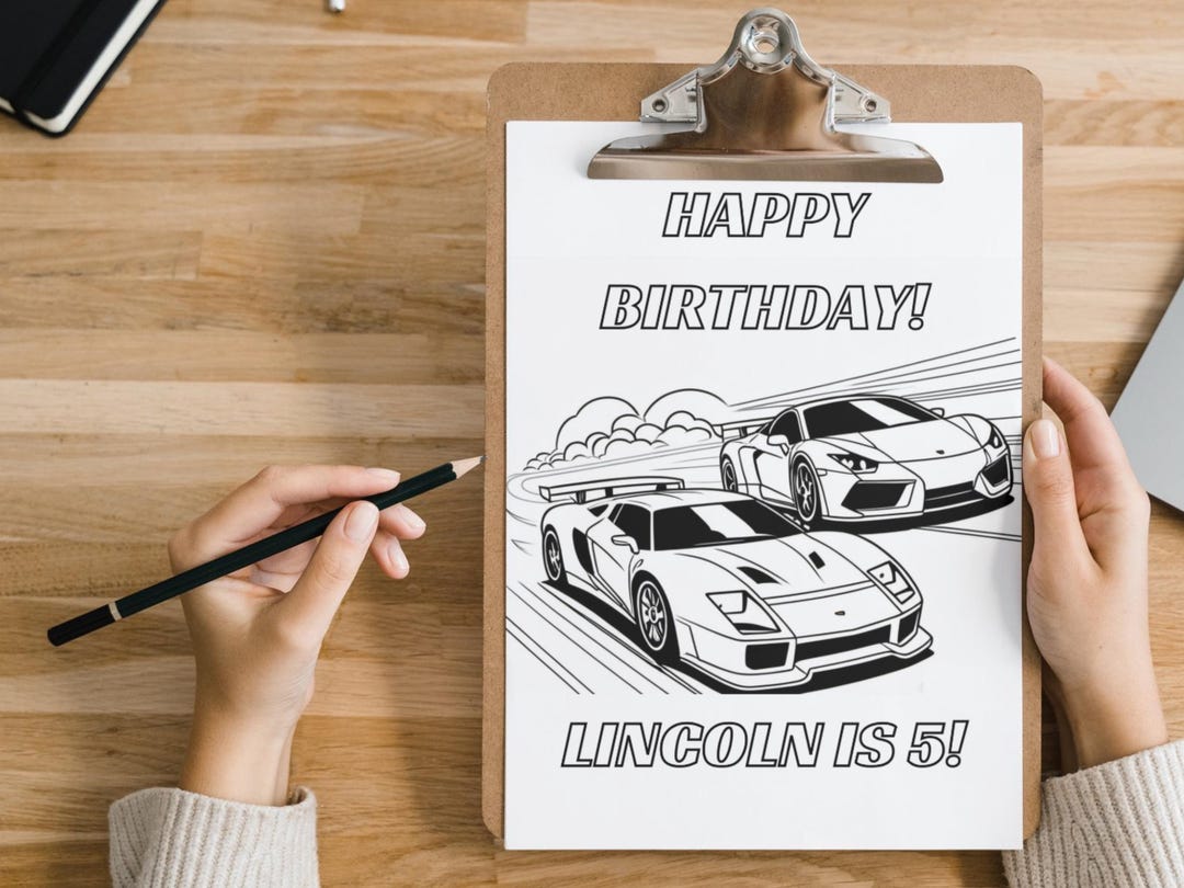 EDITABLE Car Birthday Party Coloring Pages - Etsy