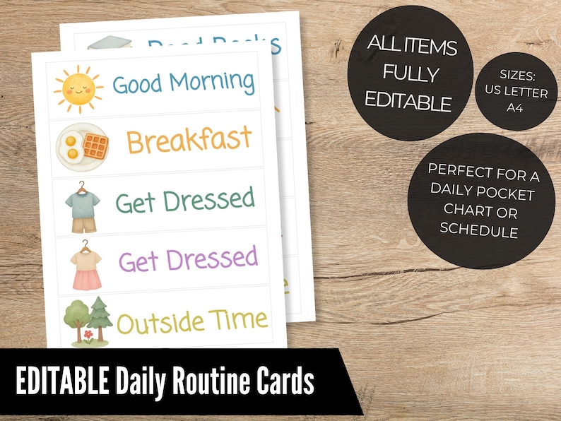 EDITABLE Kids Daily Schedule | 70+ Visual Schedule Cards | Pocket Chart ...