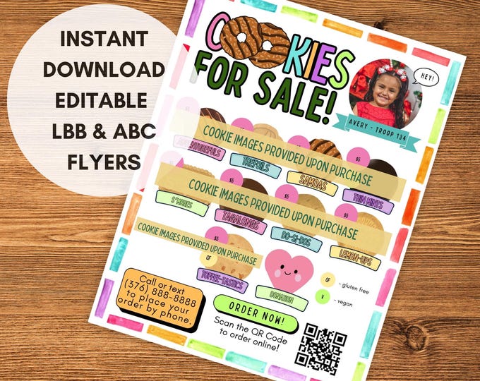 Editable Scout Cookie Sales Kit 2025 ABC & LBB Cookie Order Form Tag ...