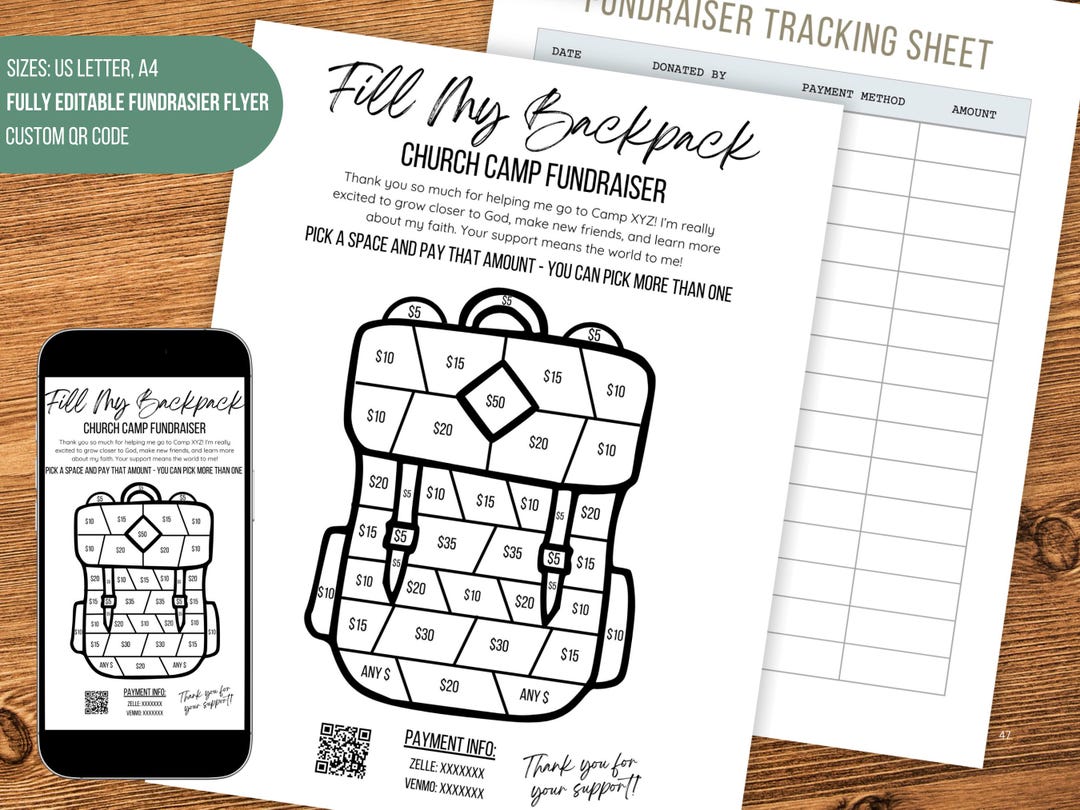 Camp Fundraiser Flyer | Editable Printable Handout for Week of Church ...