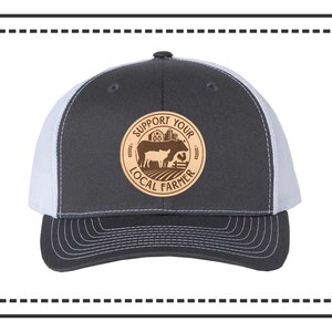 Leather Patch Hat, Support Local Farmers Hat, Trucker Cap, Farm Apparel ...