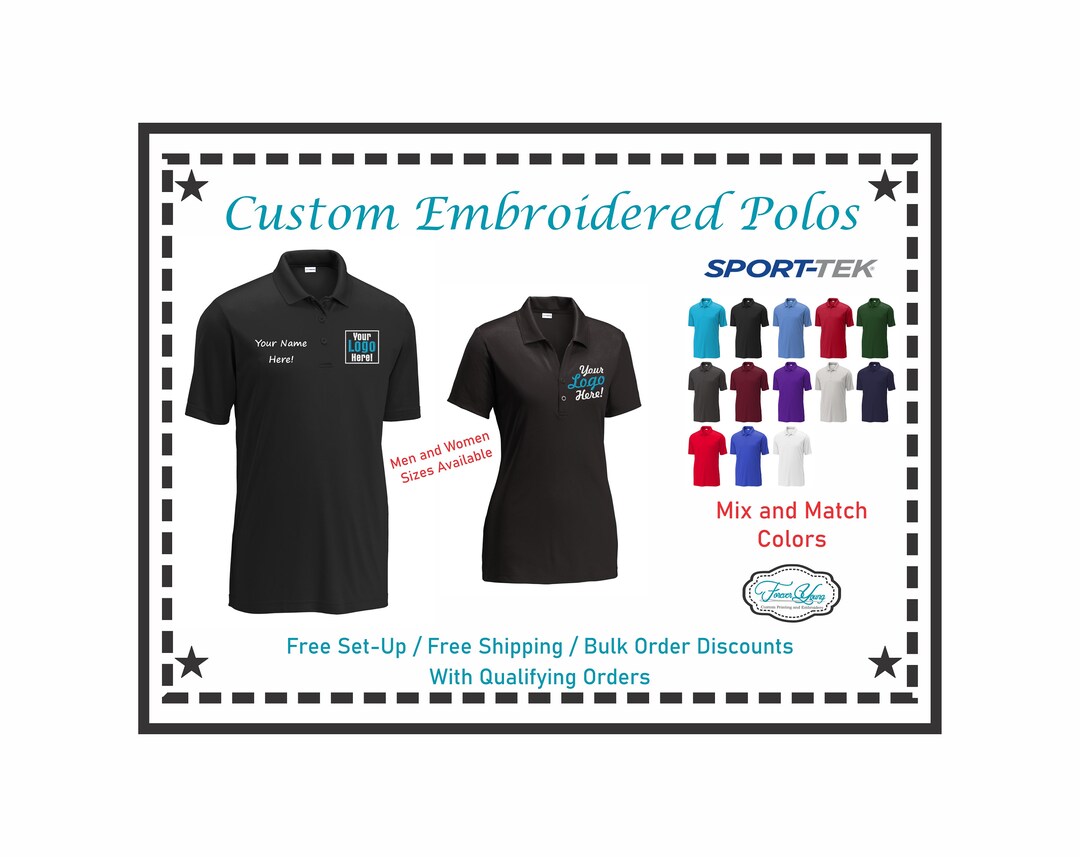 Custom Embroidered Polo Shirts, Personalized Business Shirts, Sport-tek ...