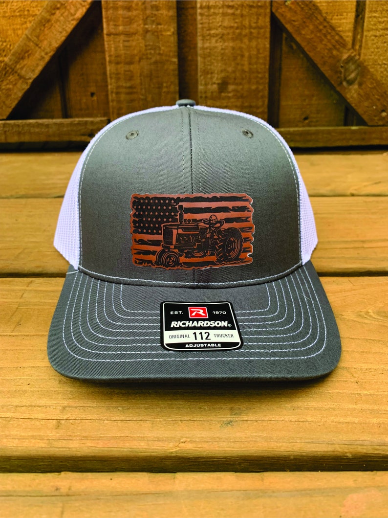Leather Patch Hat Tractor Hat American Flag Hat Trucker - Etsy