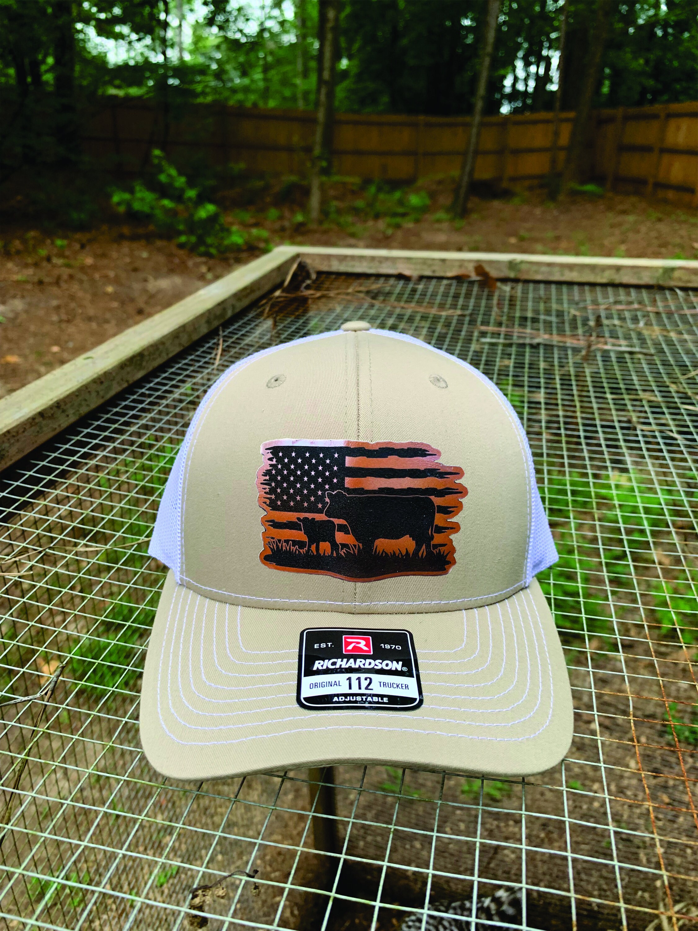 Leather Patch Hat, Cow Hat, American Flag Hat, Trucker Cap, Farm ...