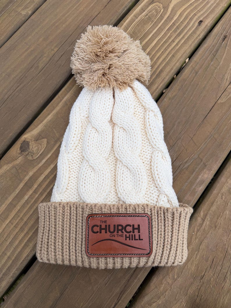 Custom Leather Patch Beanie: Personalized With Your Logo or Text - Etsy