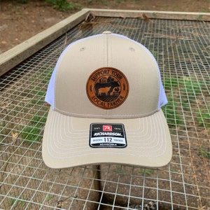 Leather Patch Hat, Support Local Farmers Hat, Trucker Cap, Farm Apparel ...