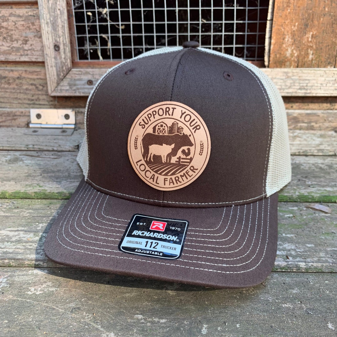 Leather Patch Hat, Support Local Farmers Hat, Trucker Cap, Farm Apparel ...