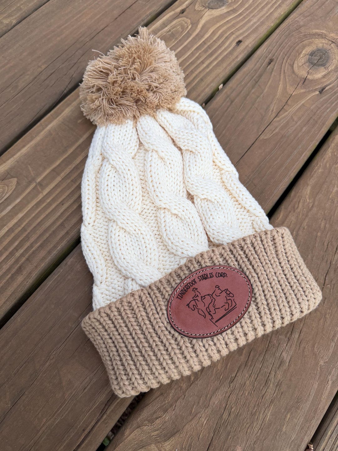 Custom Leather Patch Beanie: Personalized With Your Logo or Text - Etsy