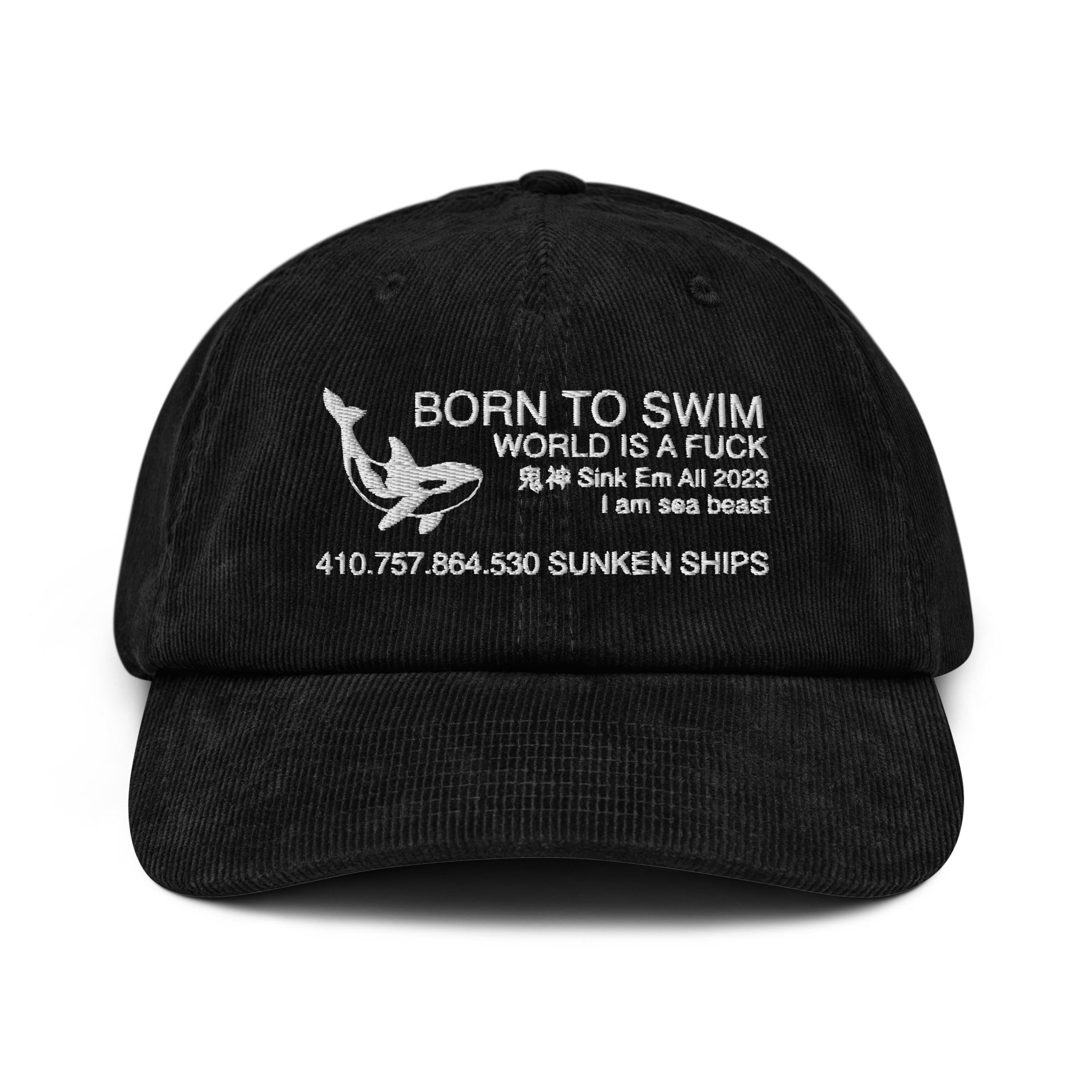 Orca BORN TO SWIM Corduroy Hat, Eat the Rich Orca, Sink Ships Cap, Meme ...
