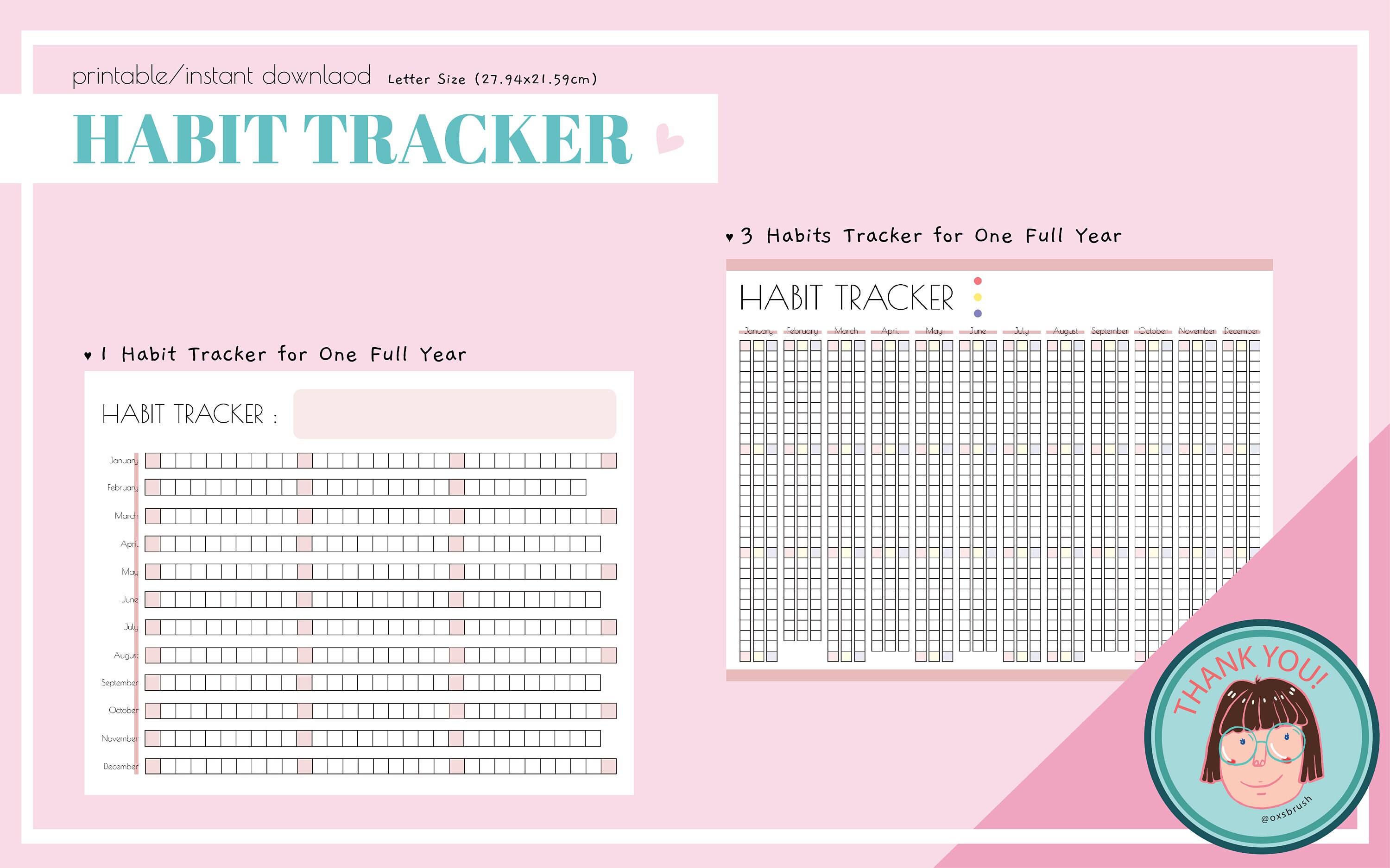 Printable Yearly Habit Tracker: A4 Letter Size (digital Download) - Etsy