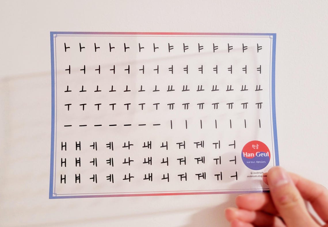 Learn Korean With Hangeul Transparent Sticker Sheets4 Sheets in 1 Order ...