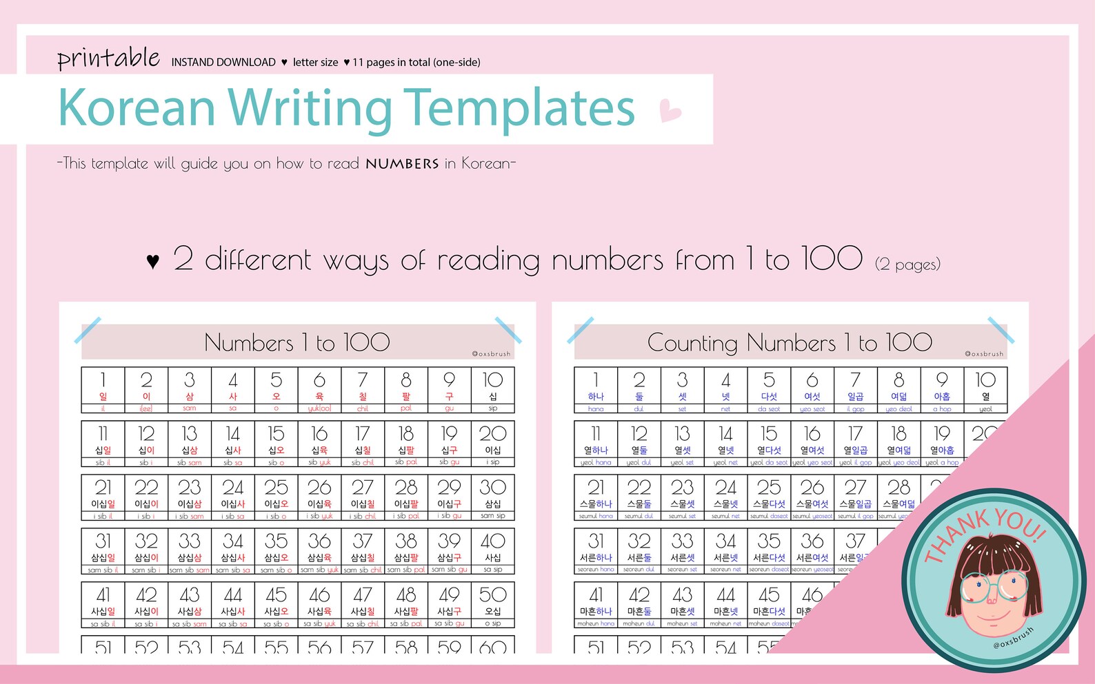 Korean Numbers Writing Practice Sheets: Beginner Level (PDF/JPG) - Etsy