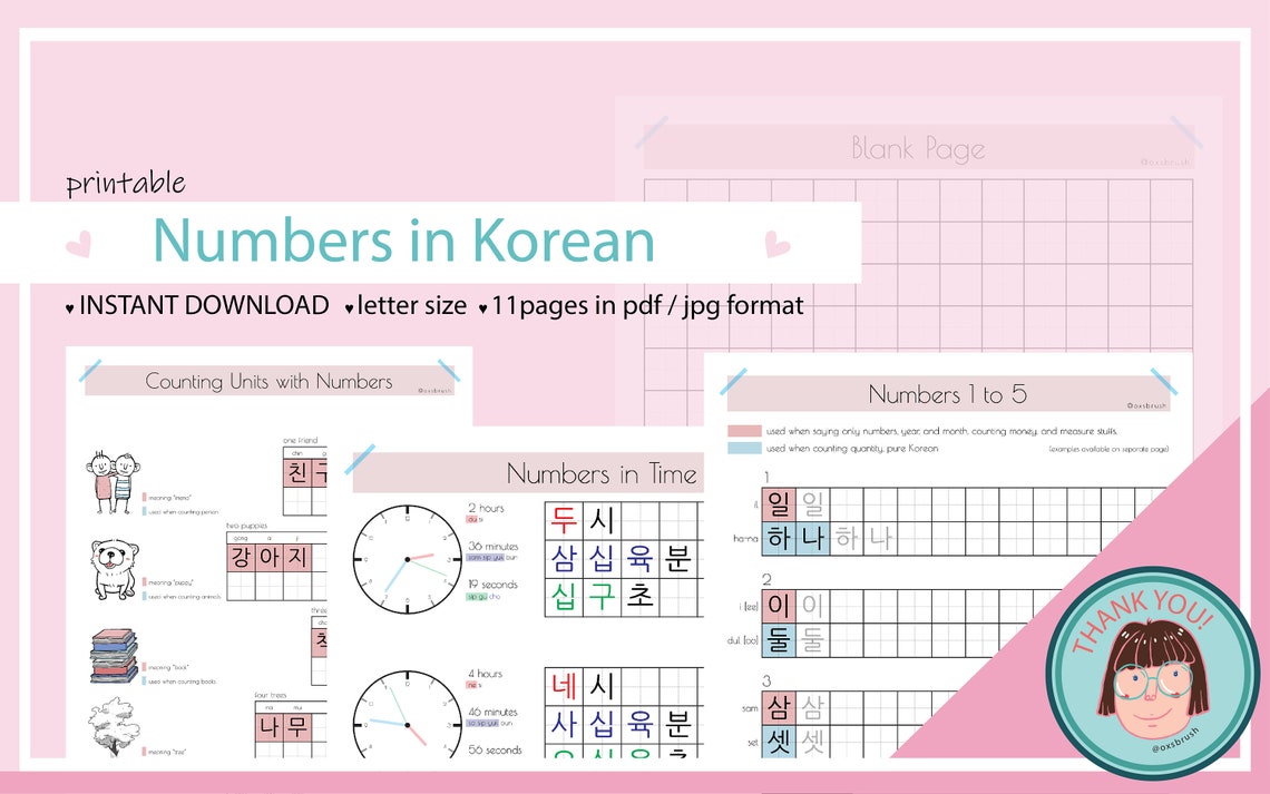 Korean Numbers Writing Practice Sheets: Beginner Level (PDF/JPG) - Etsy