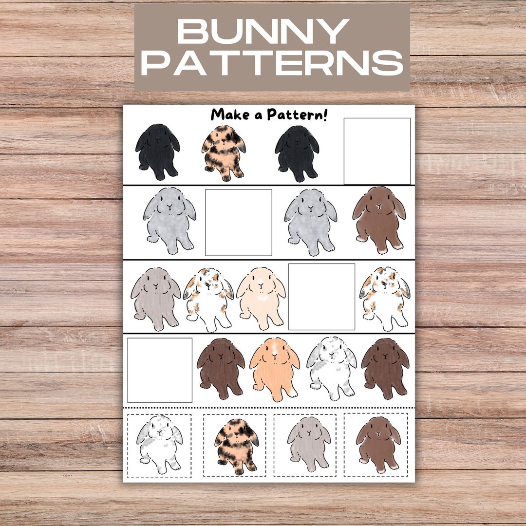 Pattern Worksheet, Bunny Worksheets, Preschool Worksheets - Etsy