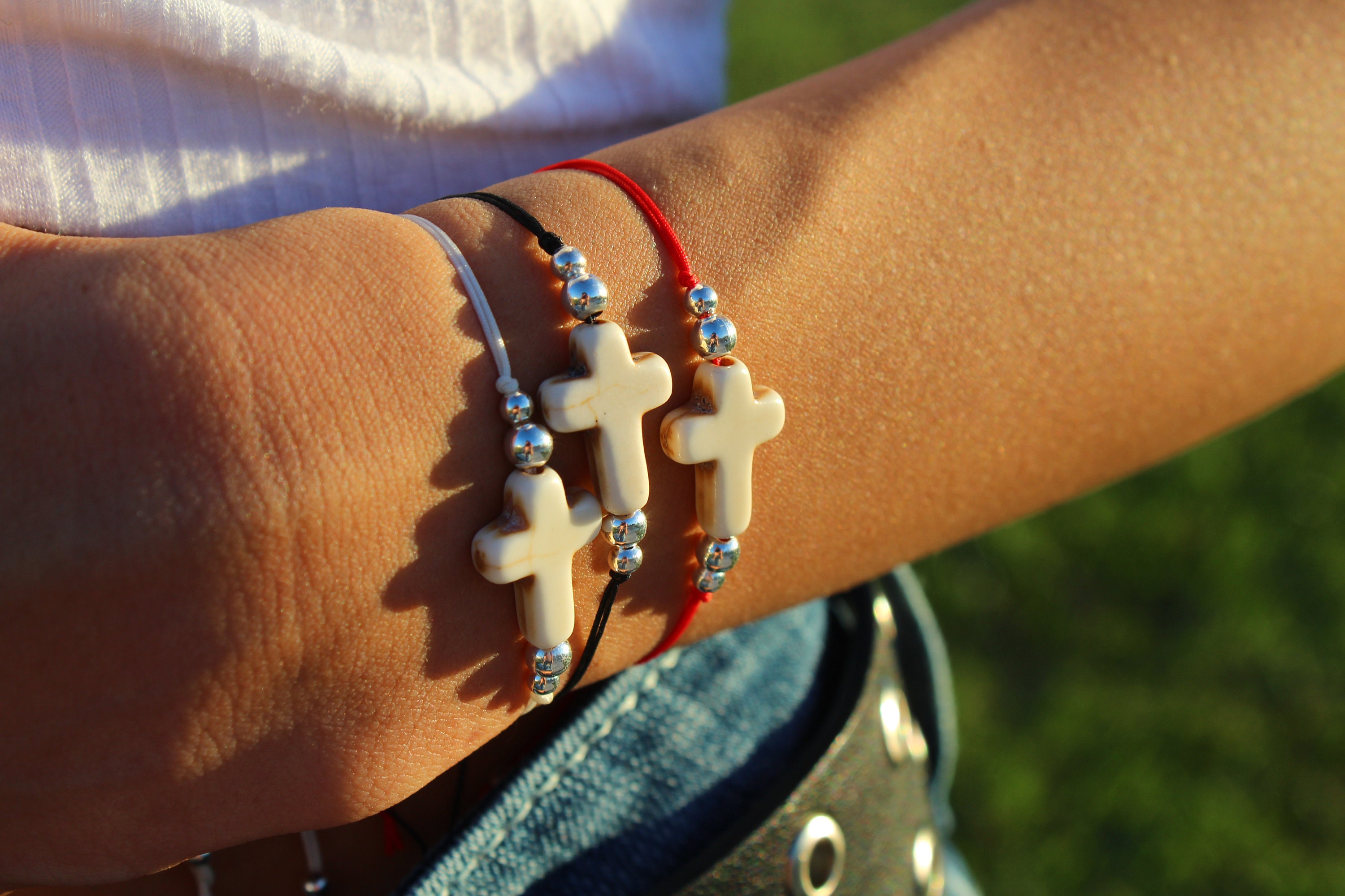 Thin String Cross Bracelets | Different Colors | Handmade | Adjustable ...