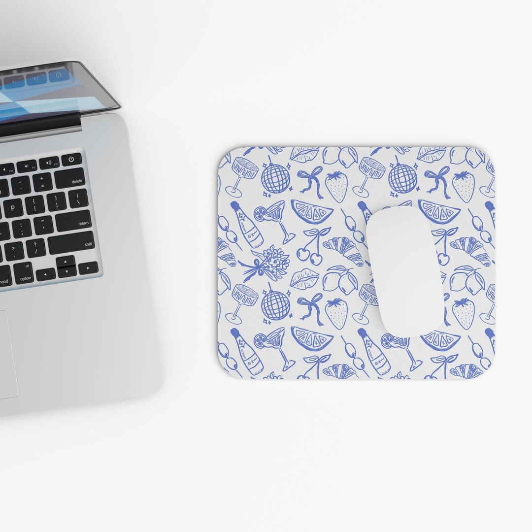 Coquette Coastal Cowgirl Blue Pattern Mouse Pad, Fun Office Accessory ...