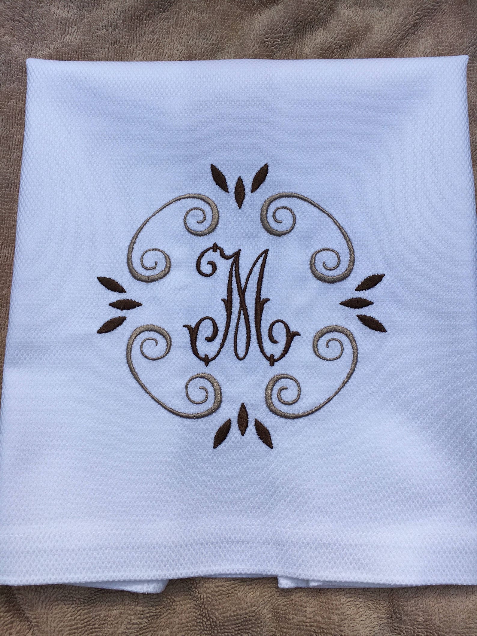 Monogrammed Huck Towel housewarming gift wedding gift | Etsy