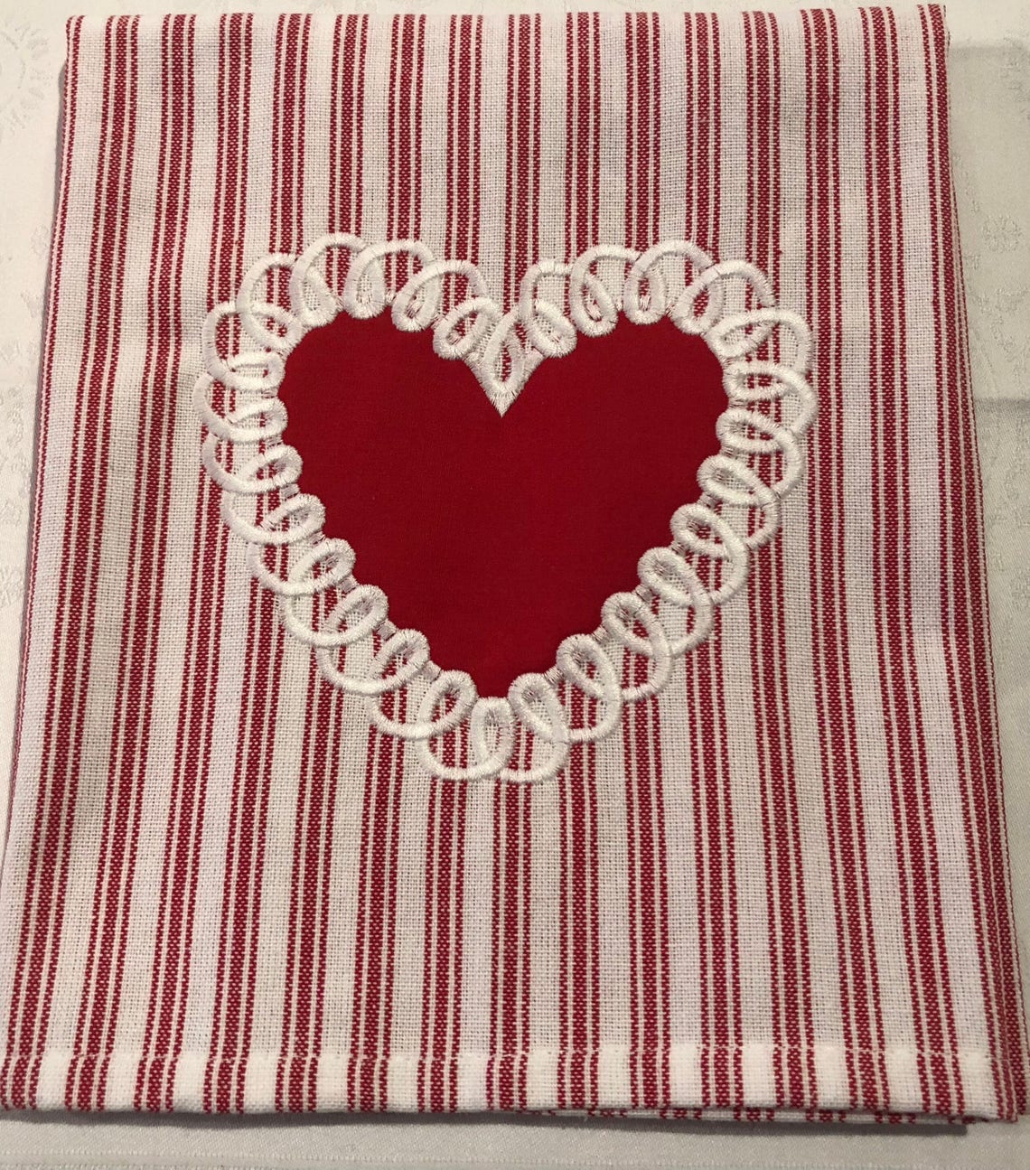 Heart Kitchen Towel - Red Applique - Valentine's Day - Hostess Gift ...