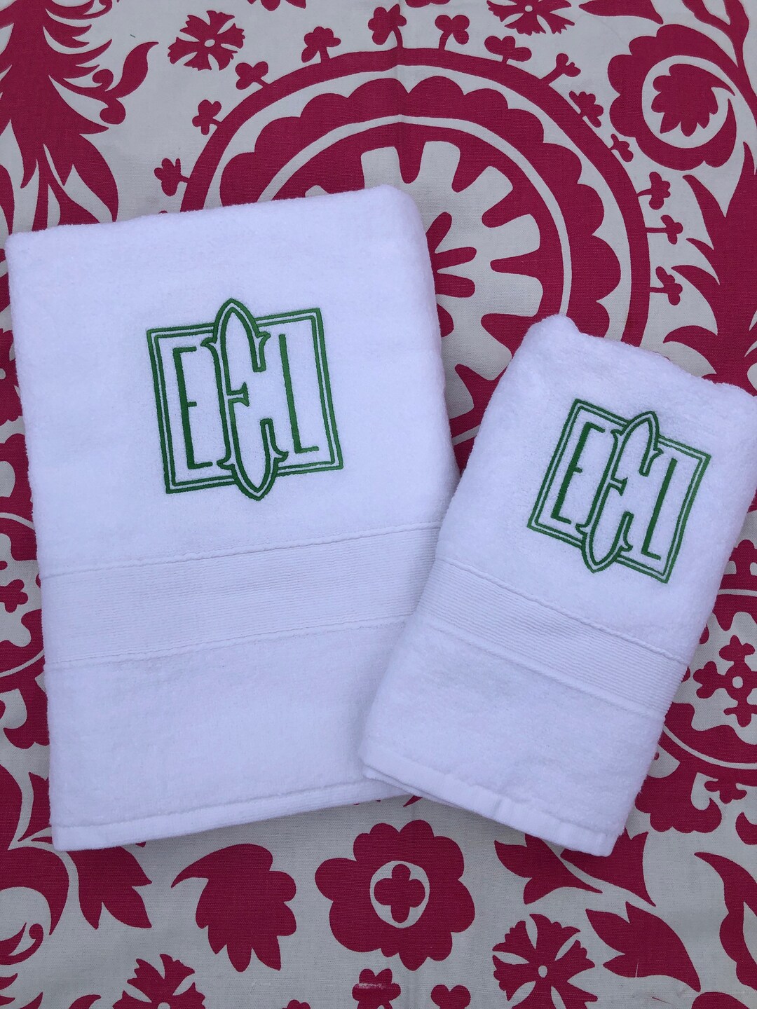 Romanesque Monogrammed Bath Towels - Etsy