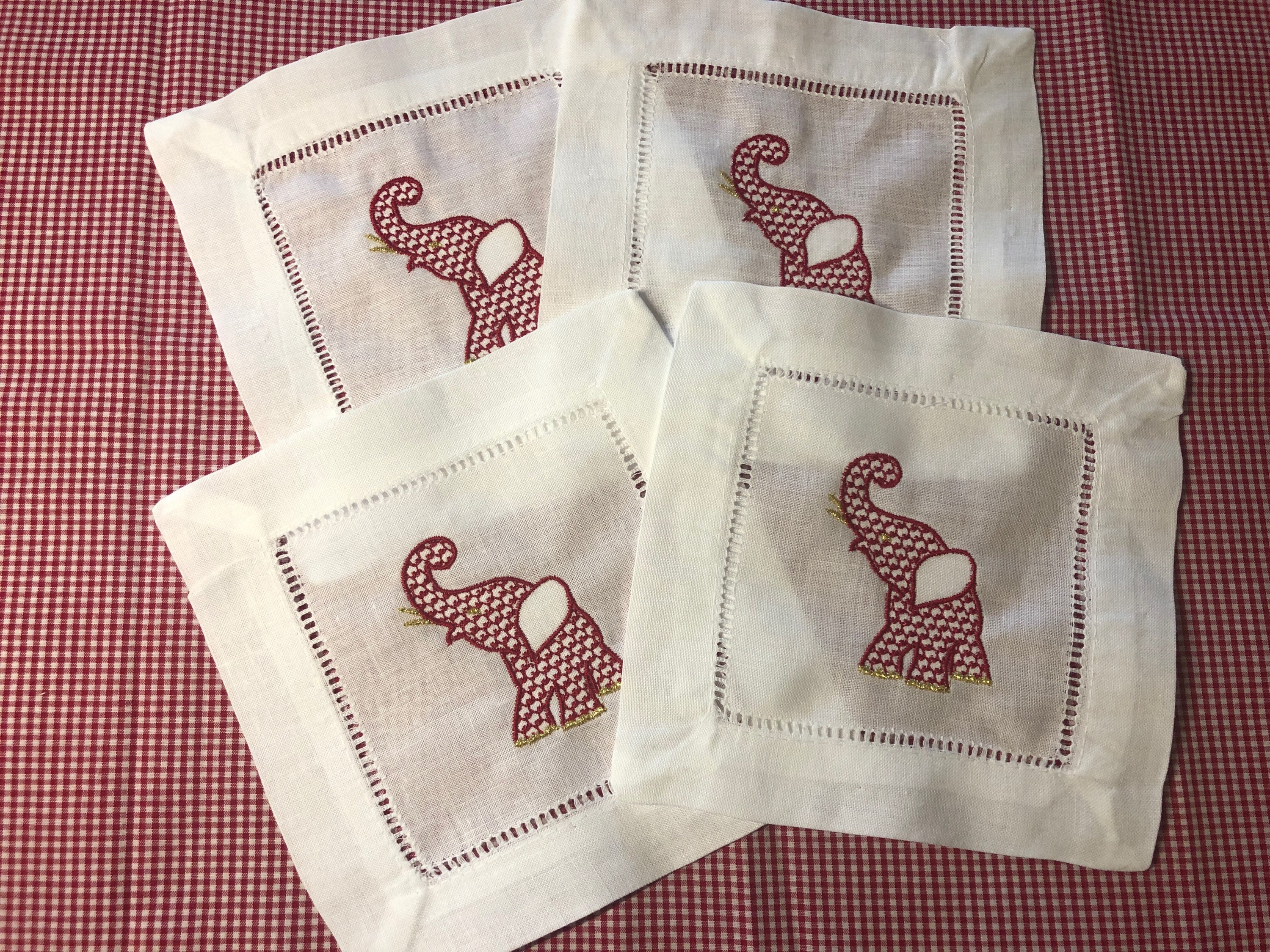 Set of 4 Elephant Cocktail Napkins Alabama Football the | Etsy
